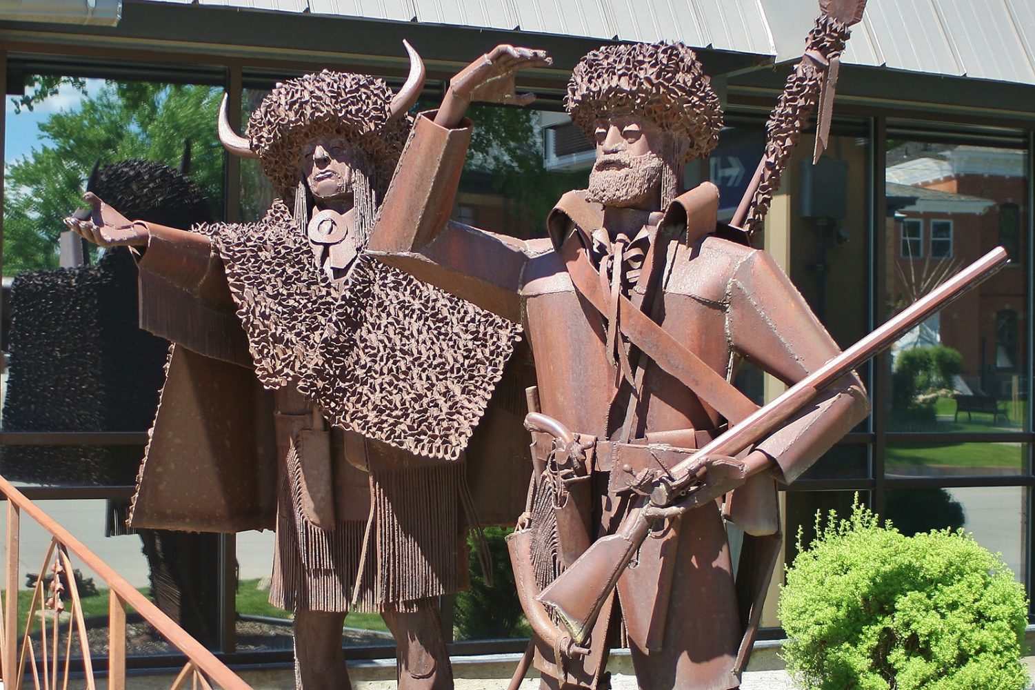 Bison, Indian Chief and Mountain Man | Sculpture Buffalo WY